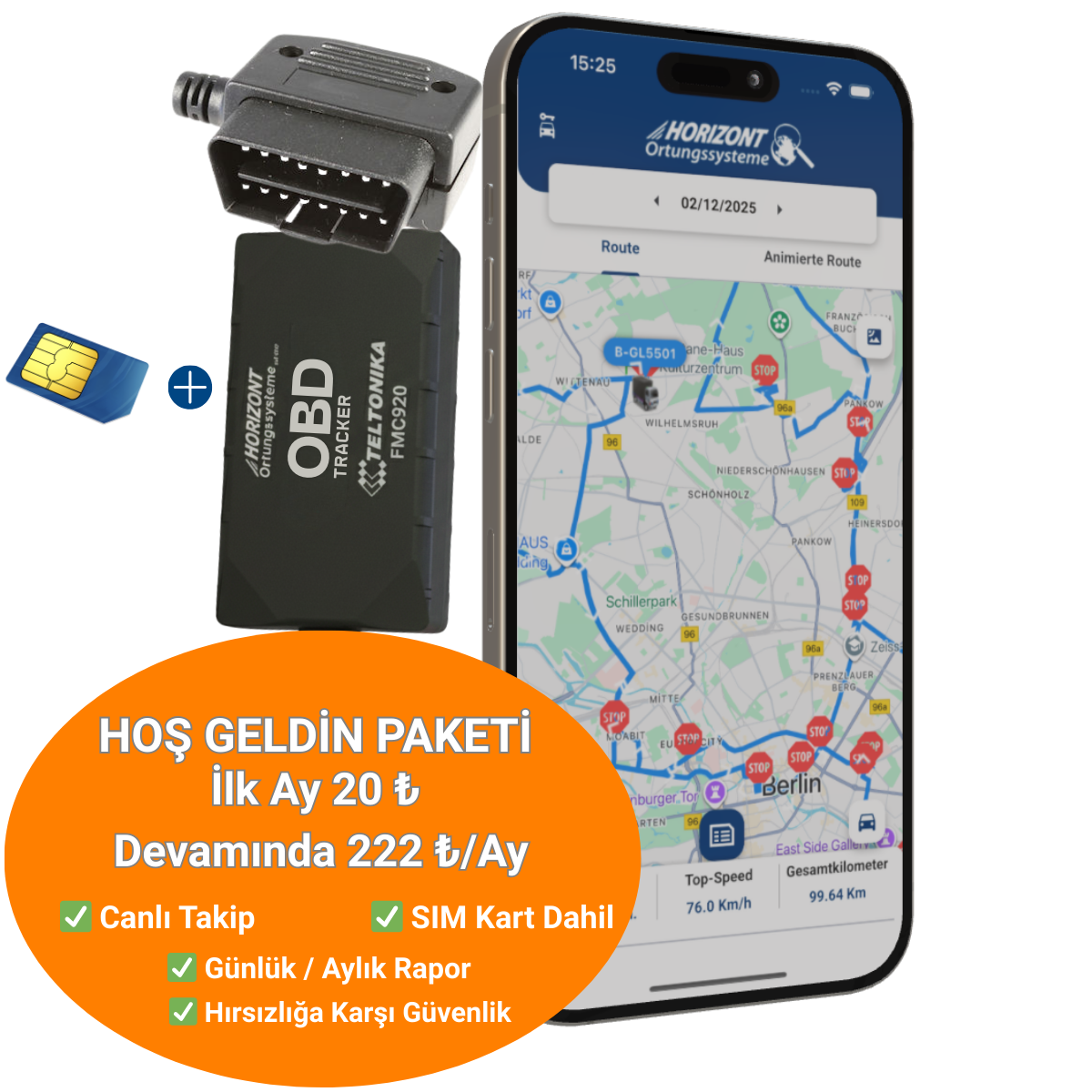 OBD 2G GPS Araç Takip Cihazı | SIM Kartlı • Tak-Çalıştır • Ekonomik Çözüm